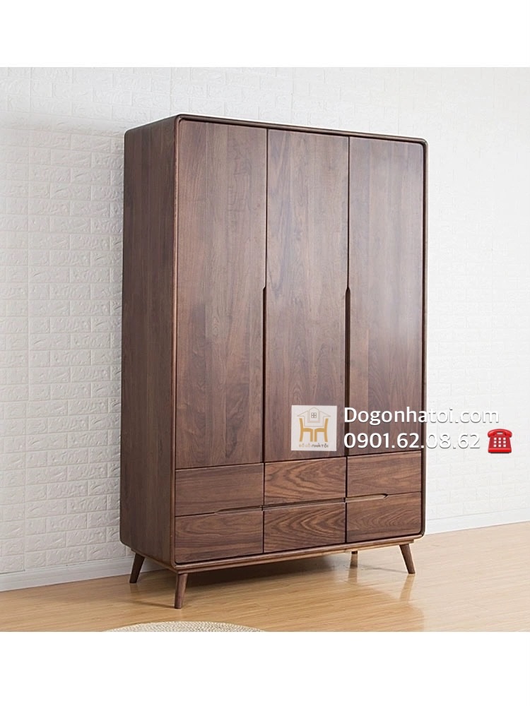 Tủ Áo Gỗ Sồi 3 Cánh Đẹp C2m XD1m5 (3.500k/m2)